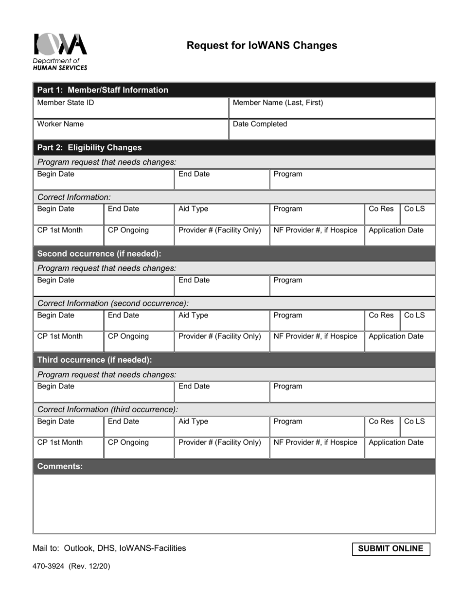 Form 470 3924 Download Fillable Pdf Or Fill Online Request For Iowans