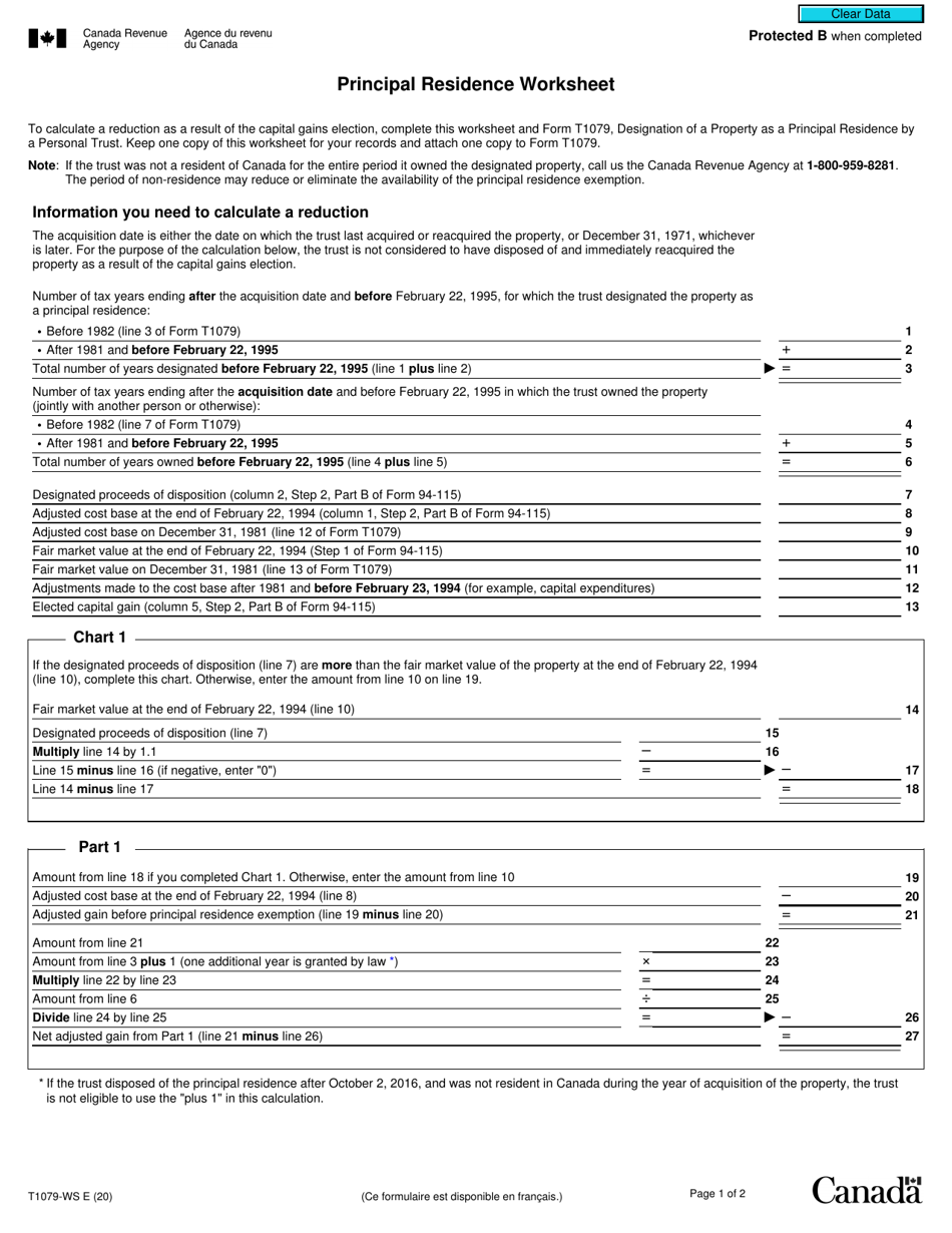 Form T1079-WS - Fill Out, Sign Online and Download Fillable PDF, Canada ...