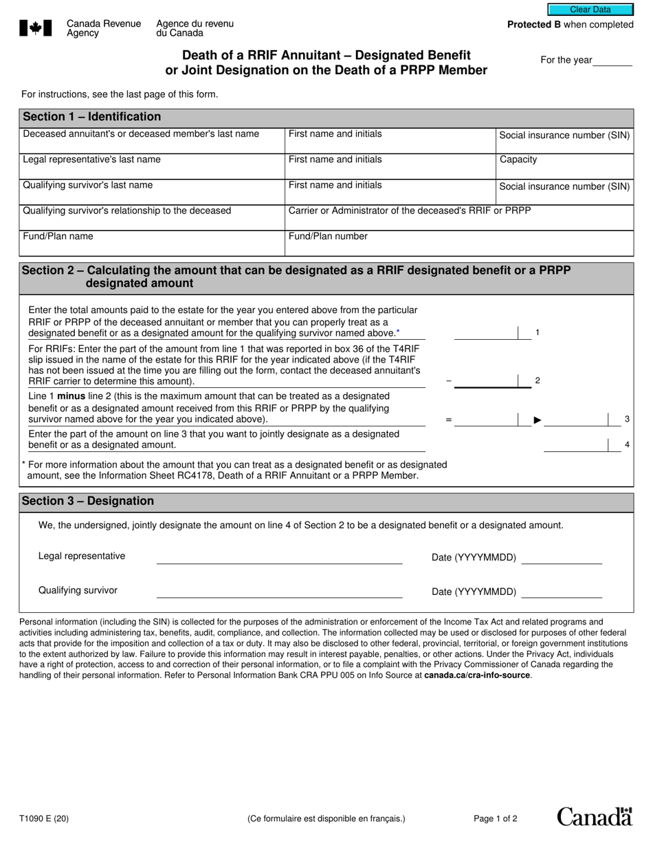 Form T1090 - Fill Out, Sign Online and Download Fillable PDF, Canada ...