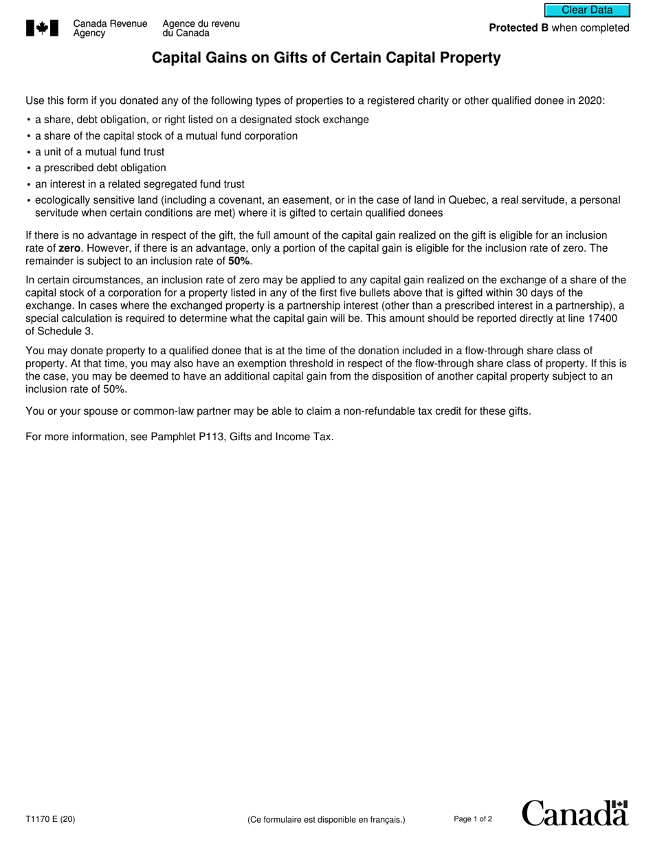 Form T1170 - 2020 - Fill Out, Sign Online and Download Fillable PDF ...