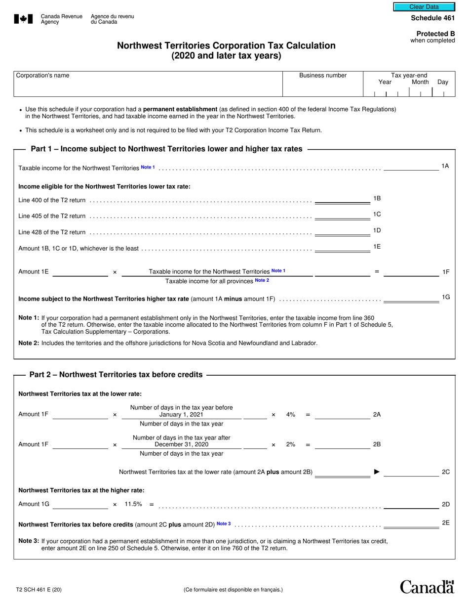 Form T2 Schedule 461 Download Fillable Pdf Or Fill Online Northwest
