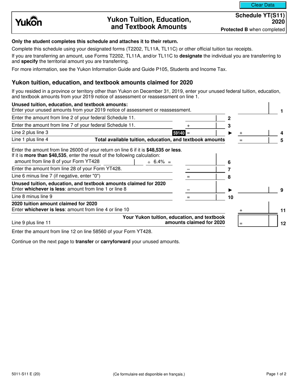 Form 5011-S11 Schedule YT(S11) Download Fillable PDF or Fill Online ...