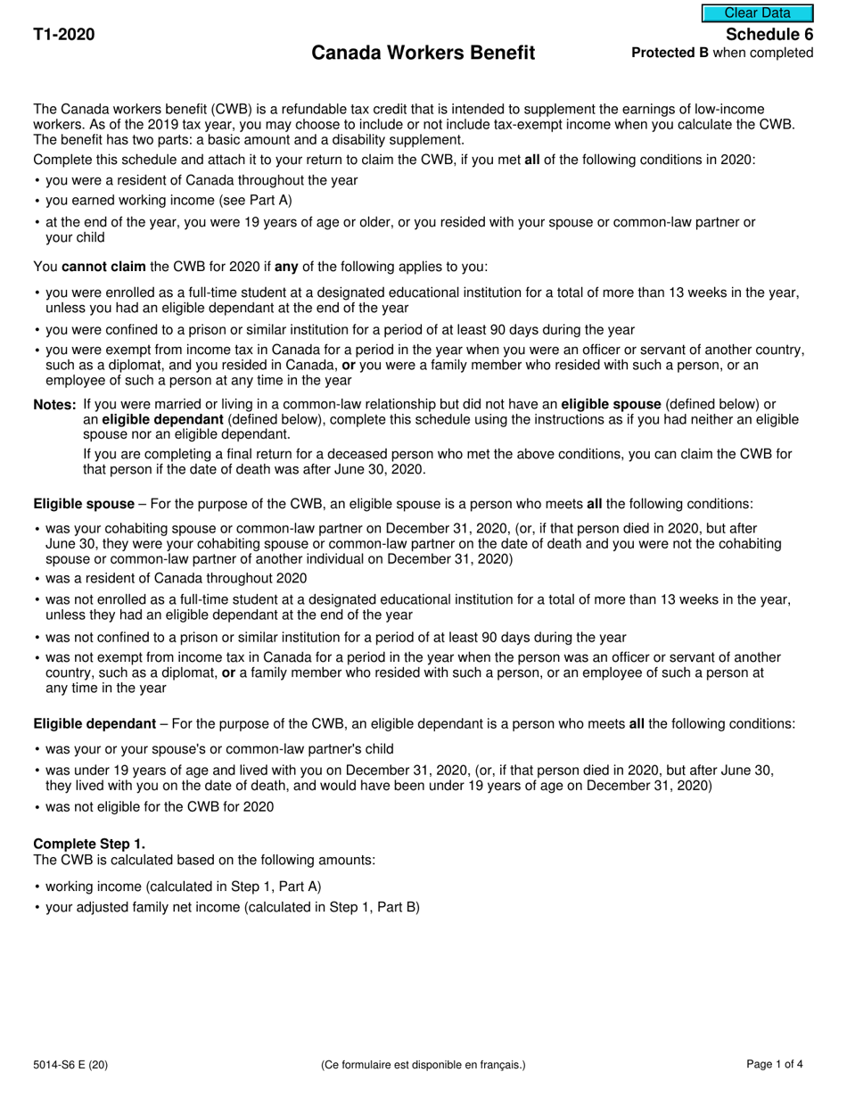 Form 5014-S6 Schedule 6 Download Fillable PDF or Fill Online Canada ...
