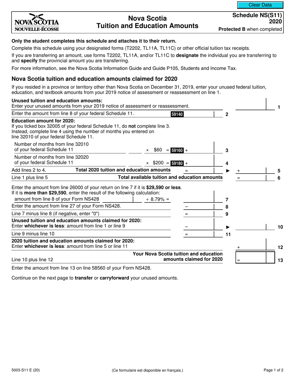 Form 5003-S11 Schedule NS(S11) Download Fillable PDF or Fill Online ...