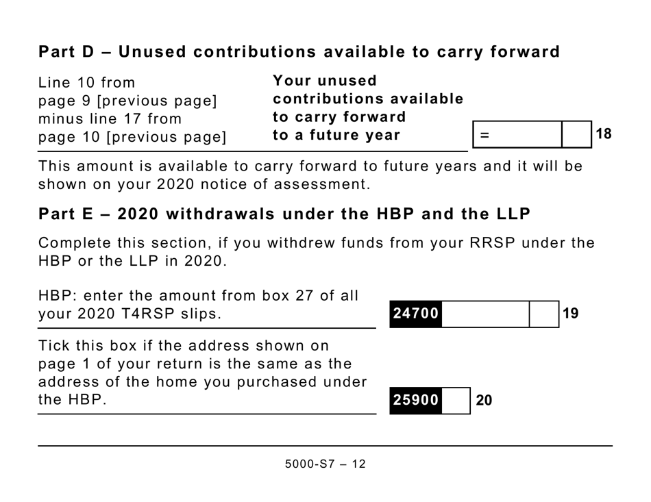 Form 5000-S7 Schedule 7 - 2020 - Fill Out, Sign Online and Download Printable PDF, Canada ...