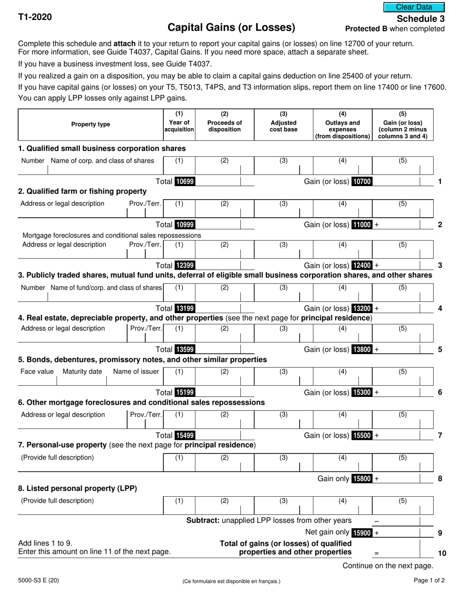 Form 5000-S3 Schedule 3 - 2020 - Fill Out, Sign Online and Download ...