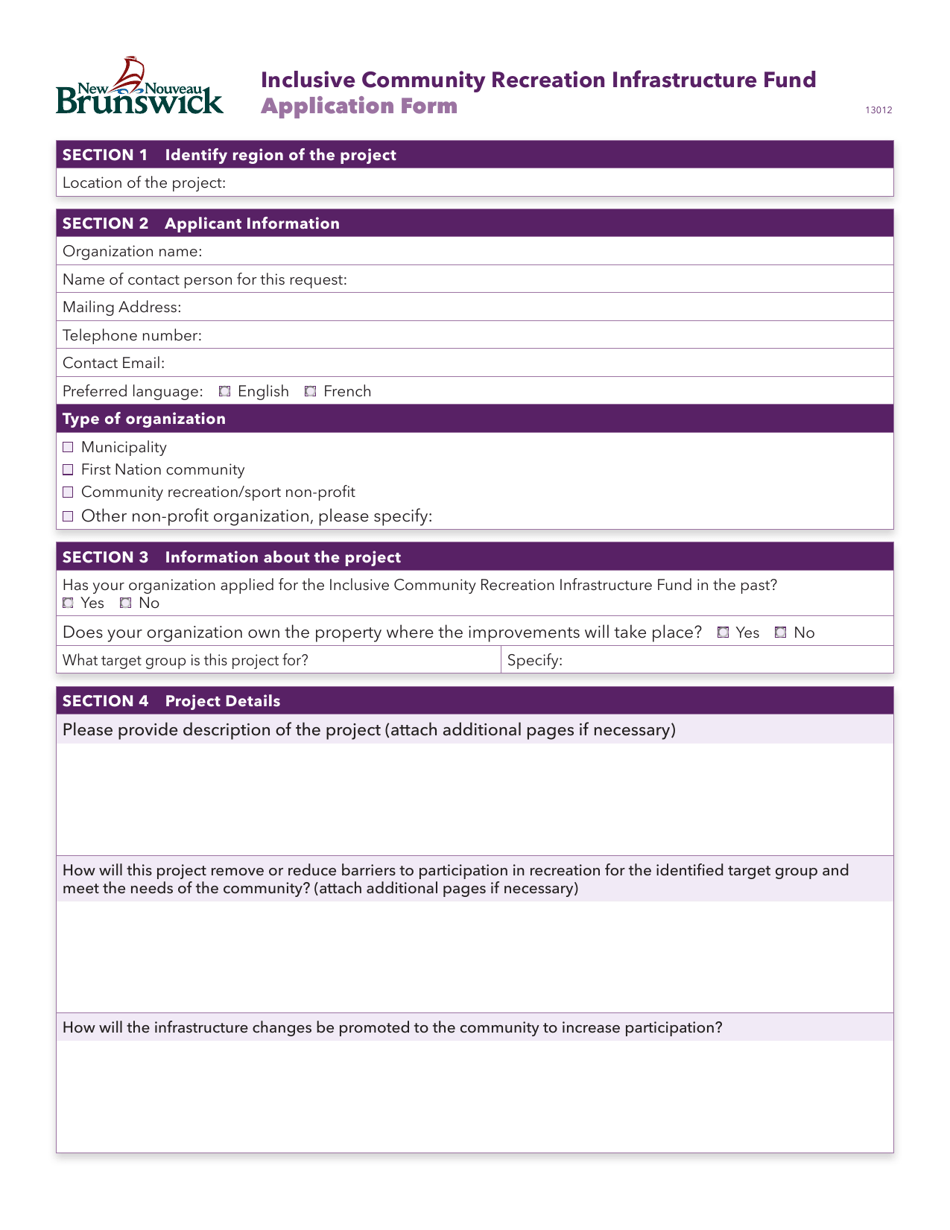 New Brunswick Canada Inclusive Community Recreation Infrastructure Fund ...