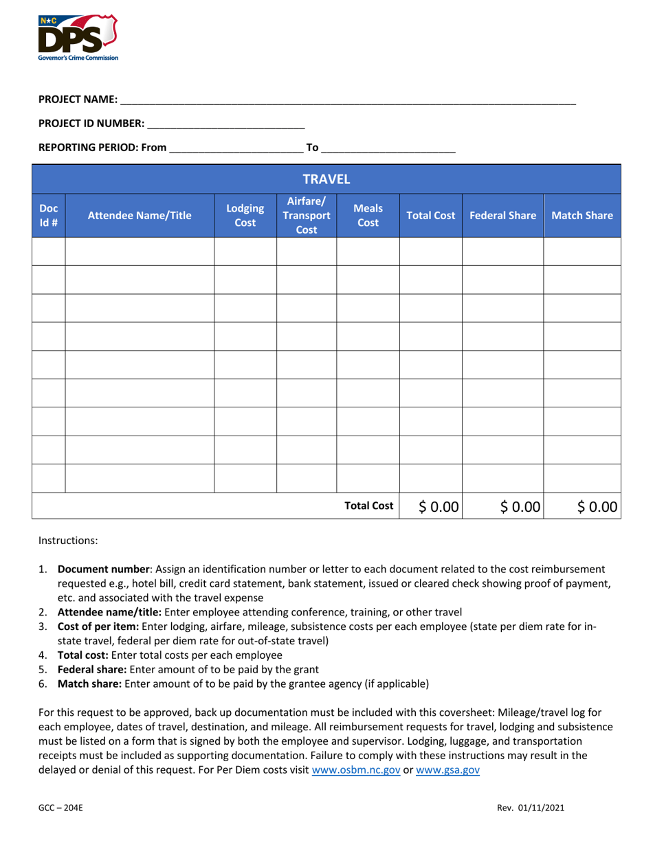 Form GCC-204E - Fill Out, Sign Online and Download Fillable PDF, North ...