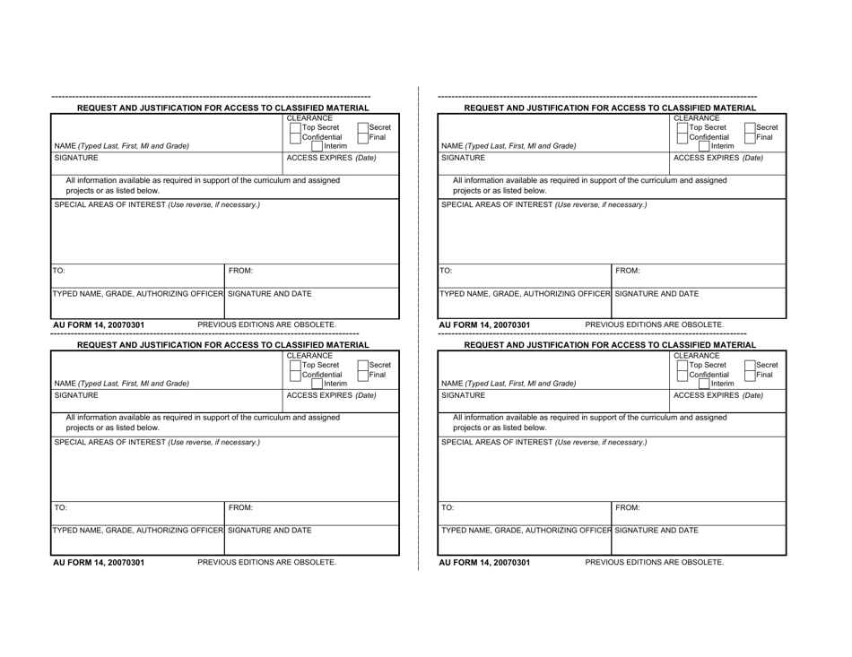 AU Form 14 - Fill Out, Sign Online and Download Fillable PDF ...