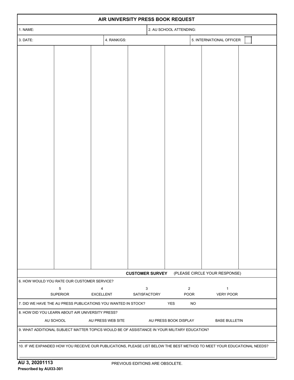 AU Form 3 - Fill Out, Sign Online and Download Fillable PDF ...