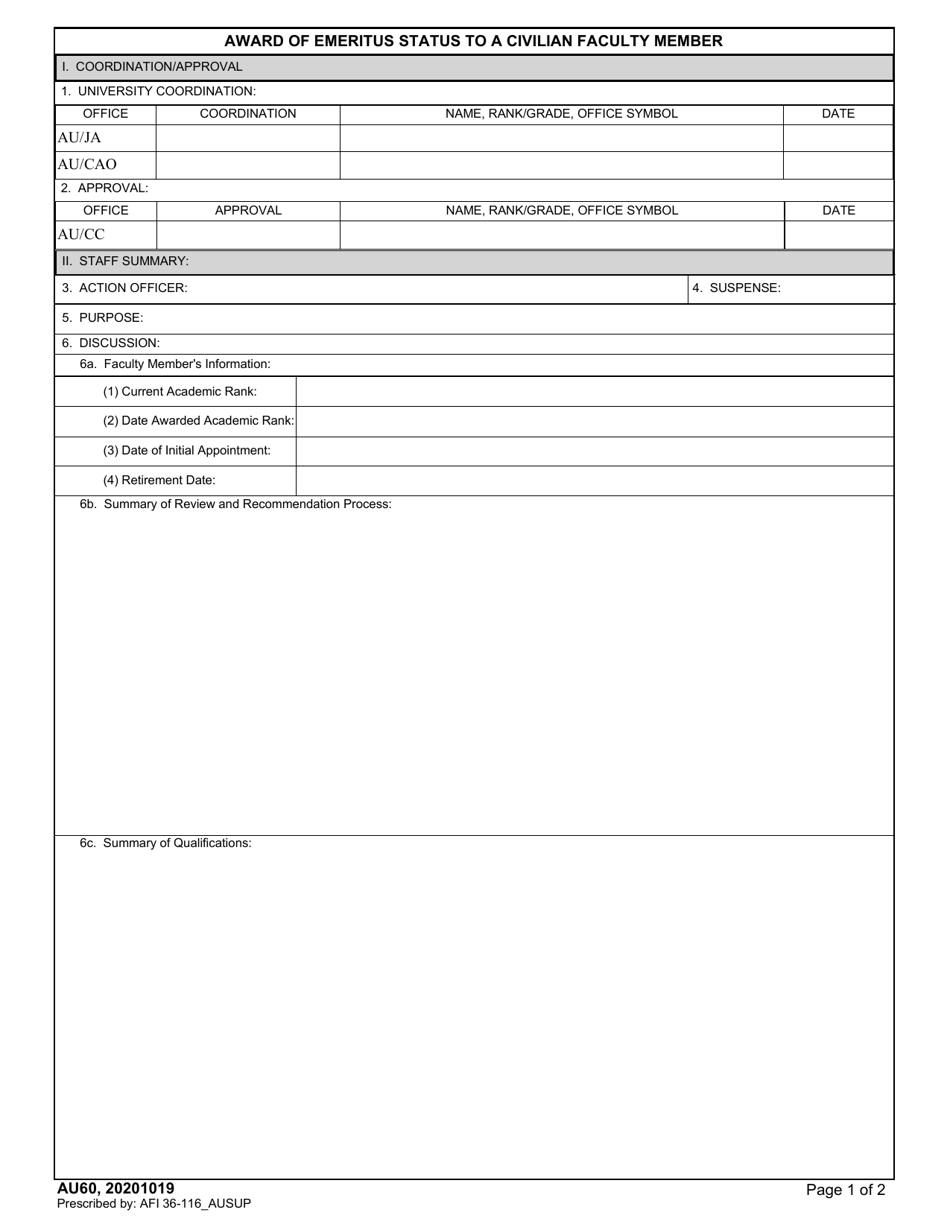 AU Form 60 - Fill Out, Sign Online and Download Fillable PDF ...