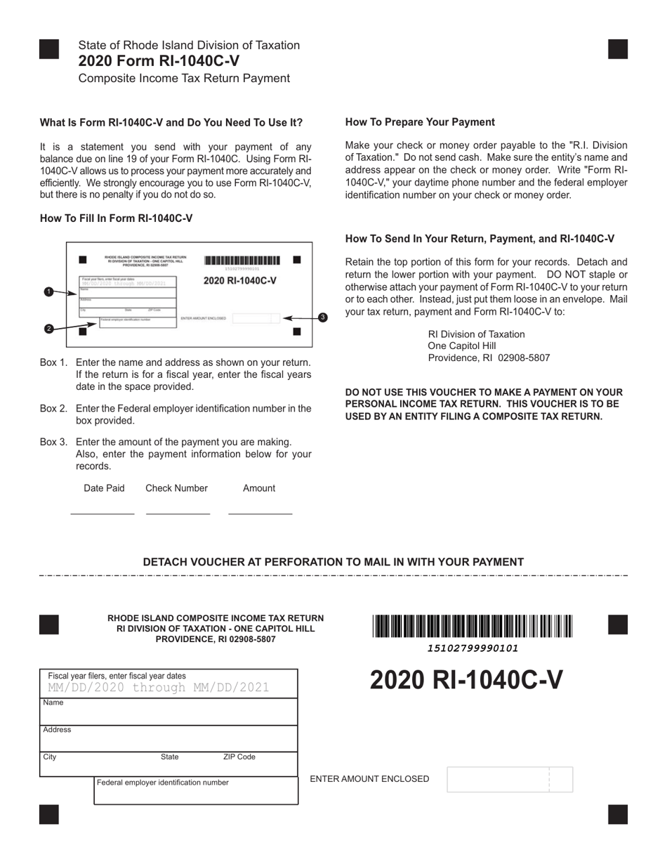 Form RI-1040C-V - 2020 - Fill Out, Sign Online and Download Fillable ...