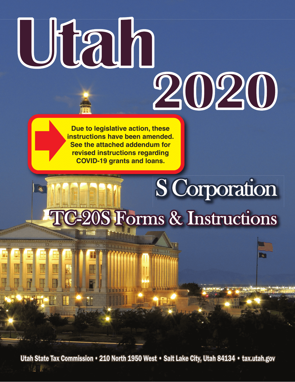 Download Instructions for Form TC-20S Utah S Corporation Return PDF ...