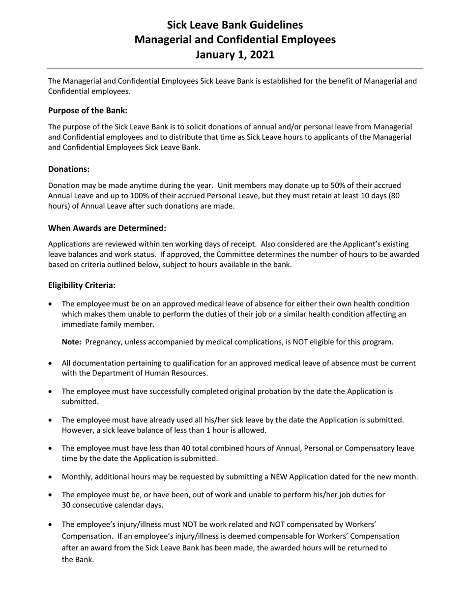 Vermont Sick Leave Bank Application - Managerial and Confidential ...