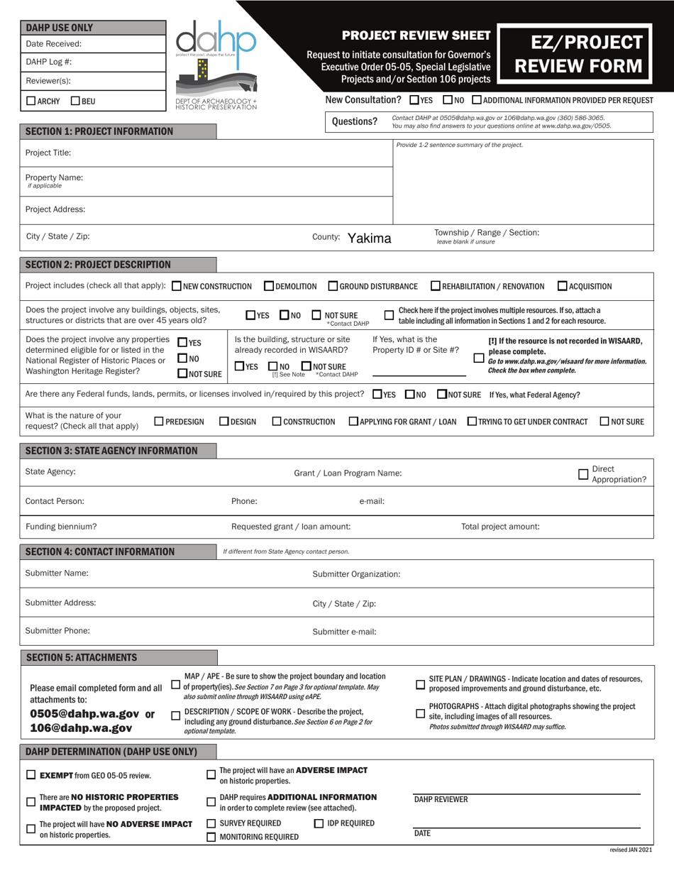 Washington Ez/Project Review Form - Fill Out, Sign Online and Download ...