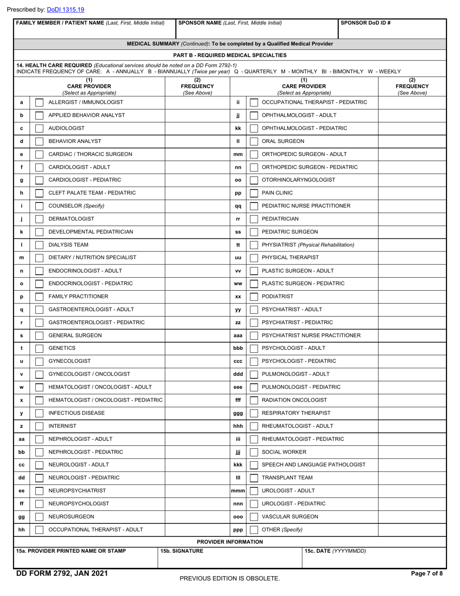 DD Form 2792 Download Fillable PDF or Fill Online Family Member Medical ...