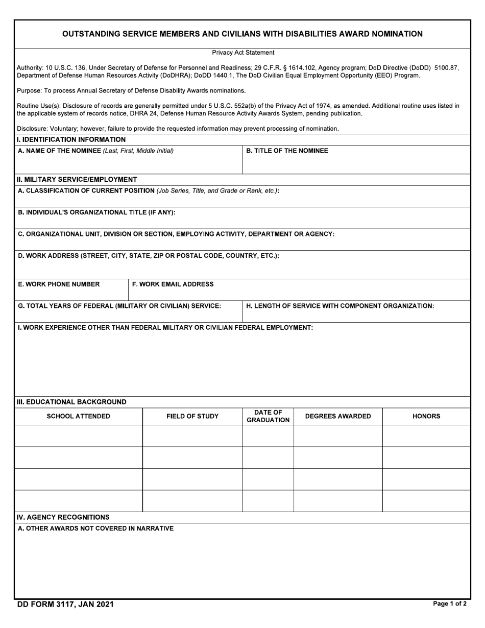DD Form 3117 - Fill Out, Sign Online and Download Fillable PDF ...
