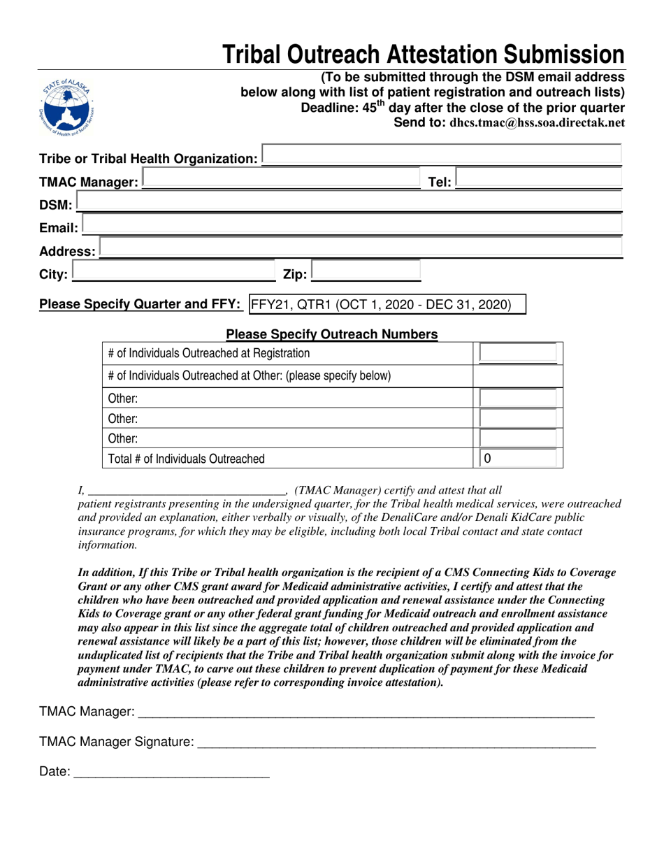 2021 Alaska Tribal Outreach Attestation Submission Download Fillable ...