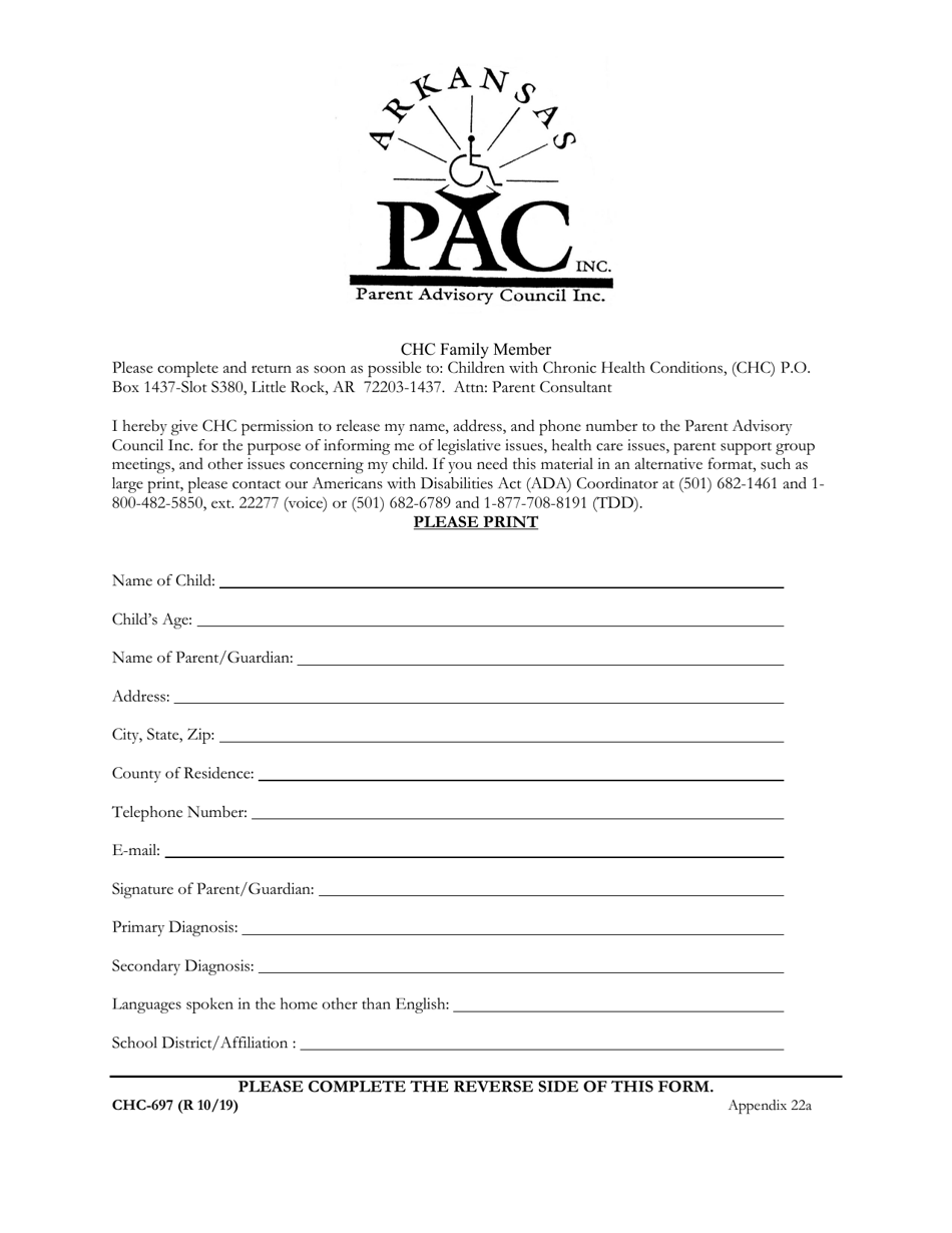 Form CHC-697 Appendix 22A - Fill Out, Sign Online and Download ...