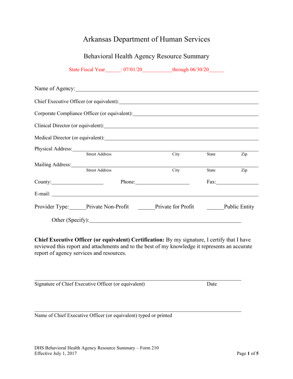 Form 210 - Fill Out, Sign Online and Download Printable PDF, Arkansas ...
