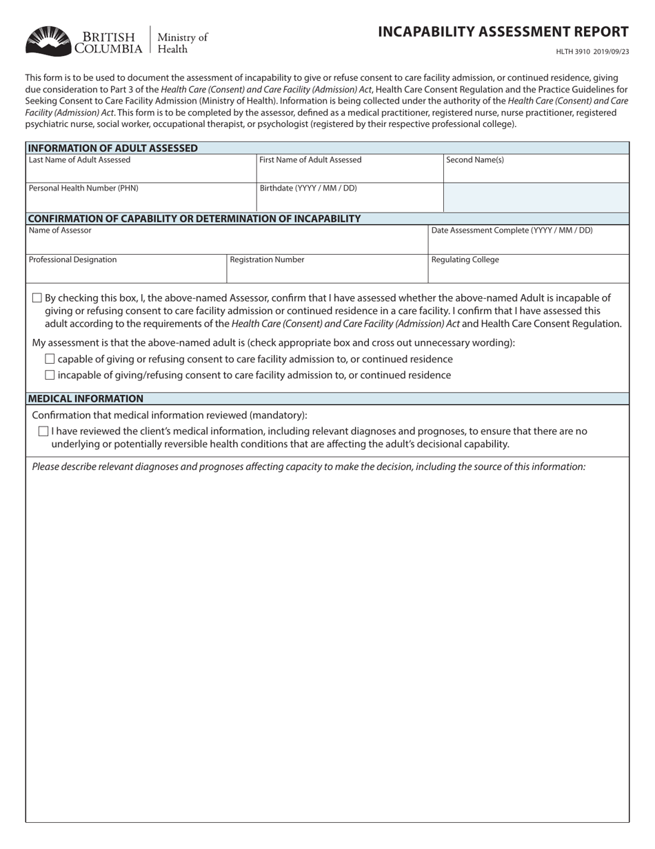 Form HLTH3910 - Fill Out, Sign Online and Download Fillable PDF ...