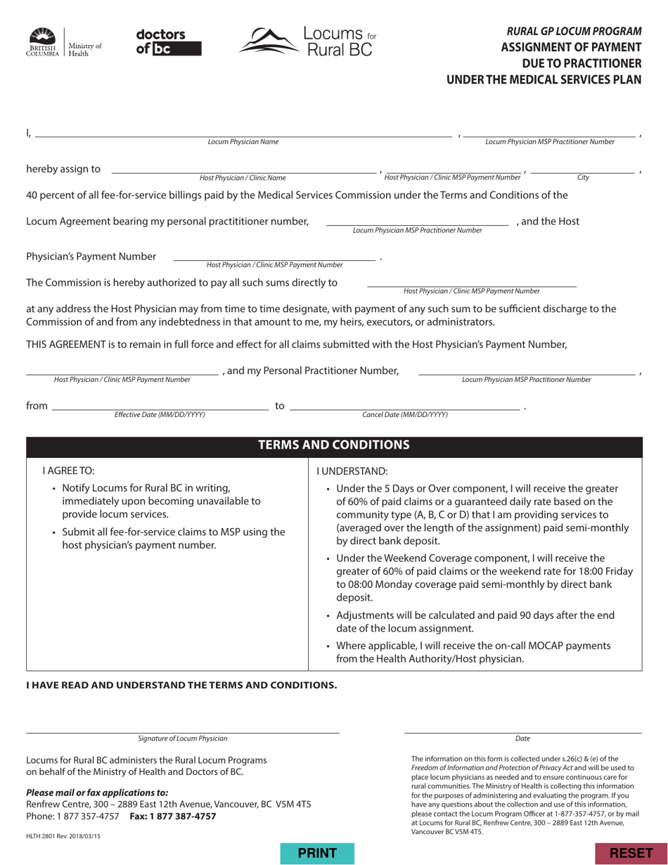 Form HLTH2801 - Fill Out, Sign Online and Download Fillable PDF ...