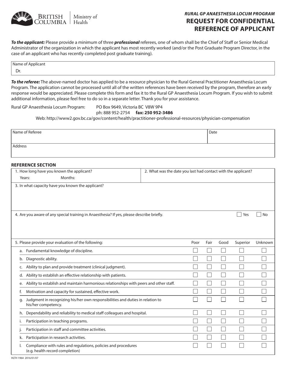 Form HLTH1964 - Fill Out, Sign Online and Download Fillable PDF ...
