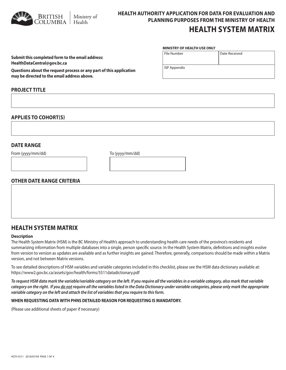 Form HLTH5511 - Fill Out, Sign Online and Download Fillable PDF ...