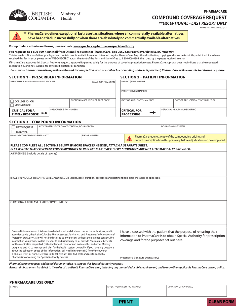 Form HLTH5479 - Fill Out, Sign Online and Download Fillable PDF ...