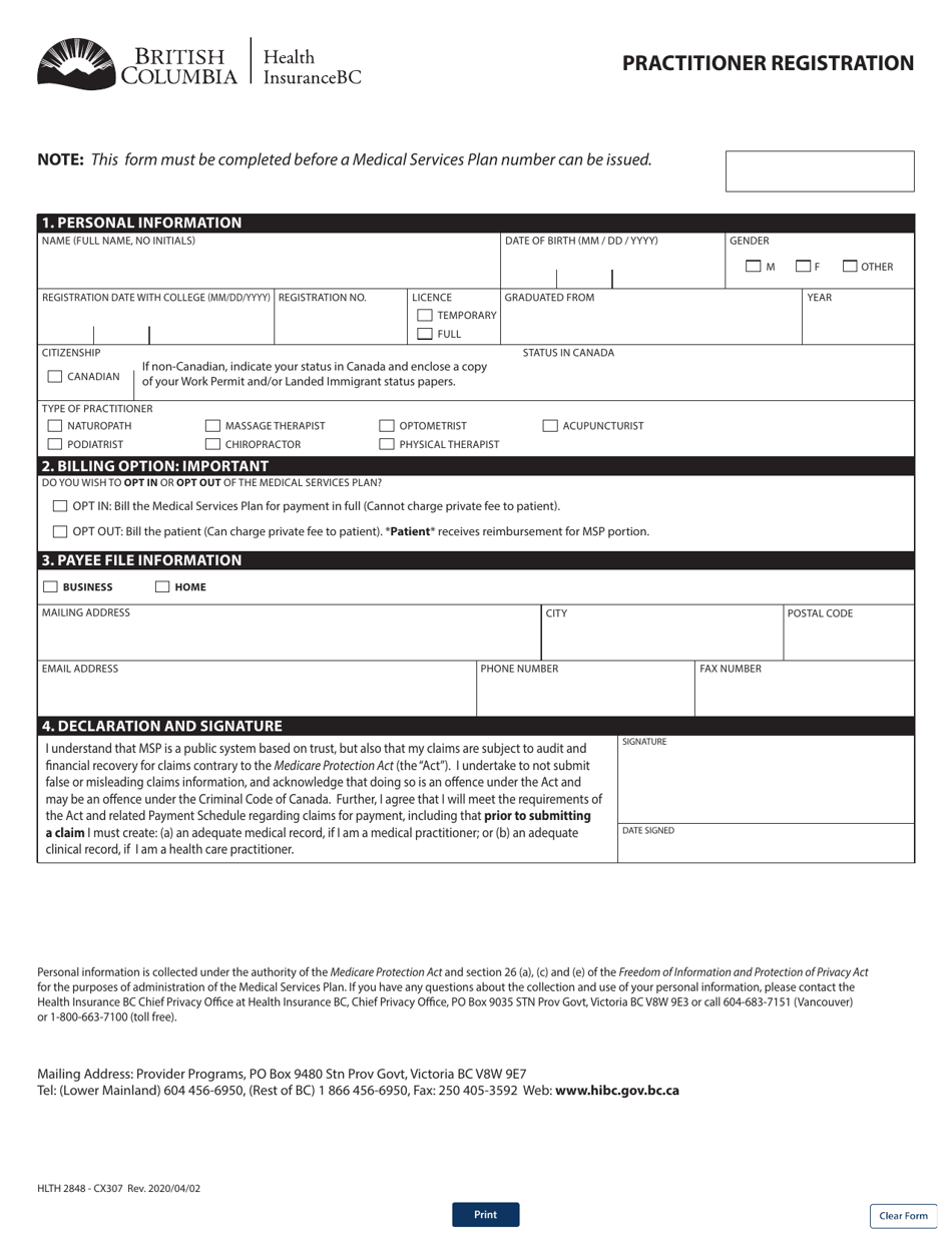 Form HLTH2848 - Fill Out, Sign Online and Download Fillable PDF ...