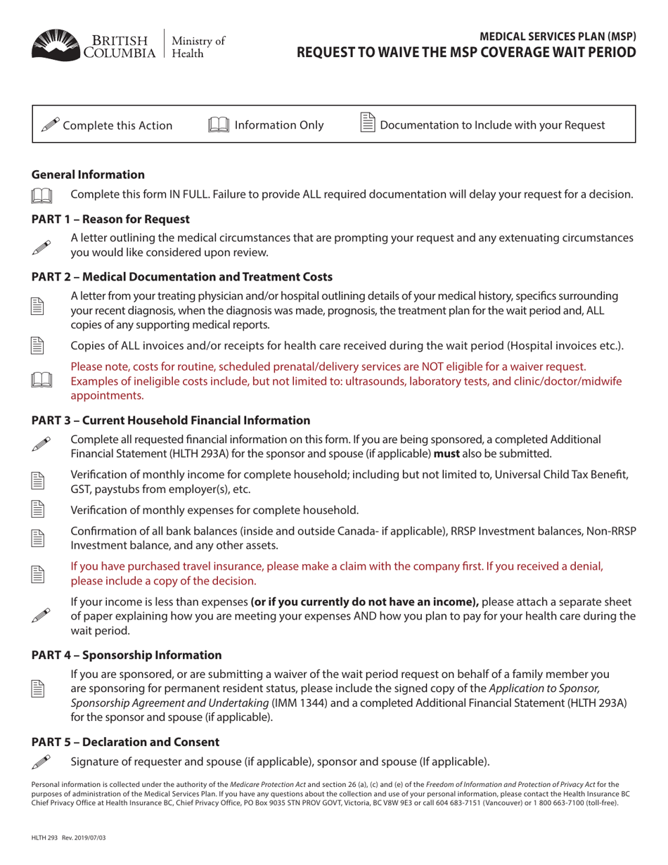 Form HLTH293 - Fill Out, Sign Online and Download Fillable PDF, British ...