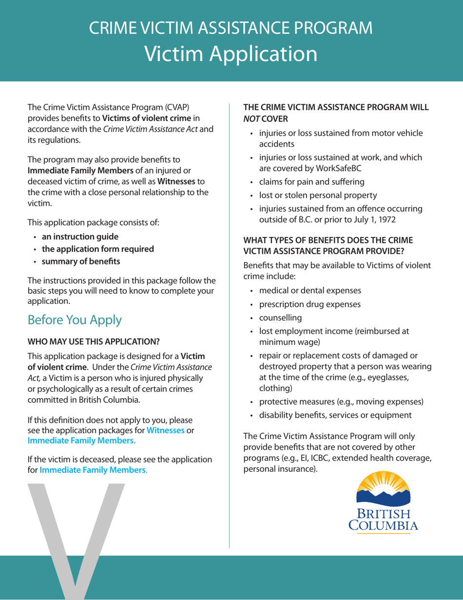 British Columbia Canada Crime Victim Assistance Program Victim ...