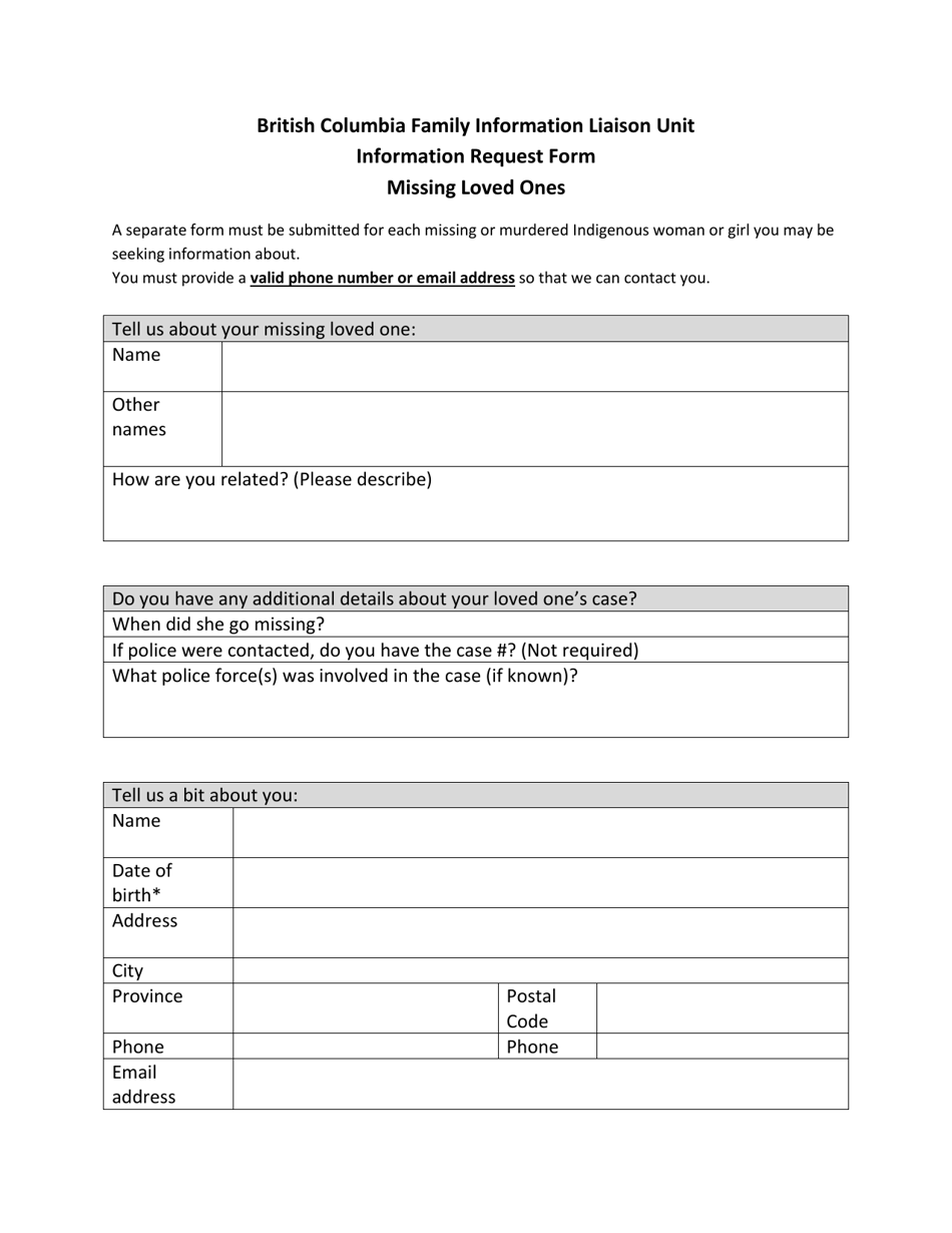 British Columbia Canada British Columbia Family Information Liaison ...