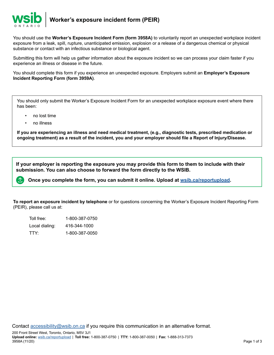 Form 3958A - Fill Out, Sign Online and Download Fillable PDF, Ontario ...