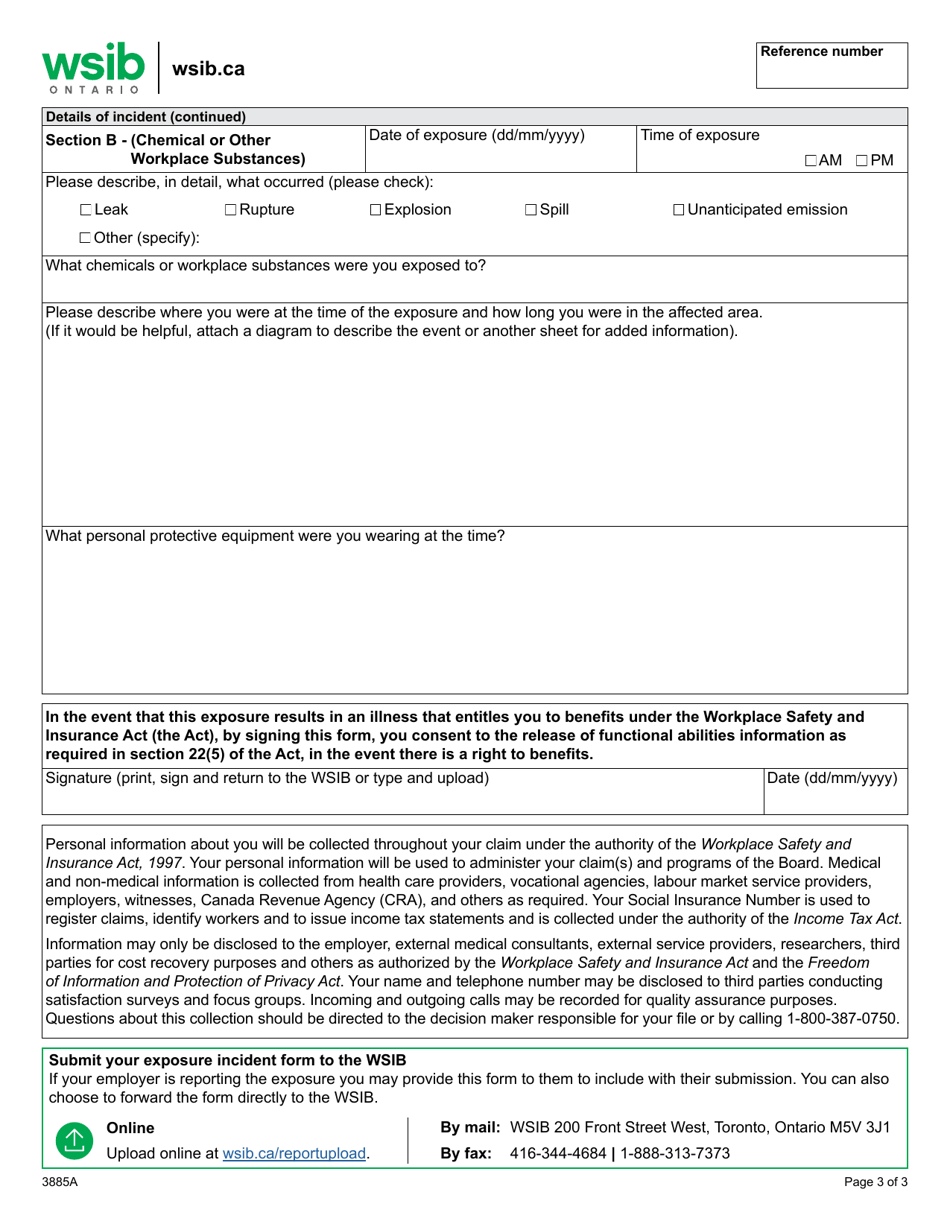 Form 3885A - Fill Out, Sign Online and Download Fillable PDF, Ontario Canada | Templateroller