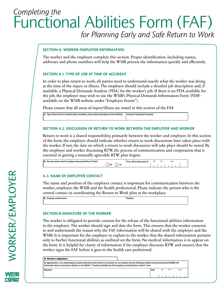 Download Instructions for Form 2647A Functional Abilities Form for ...