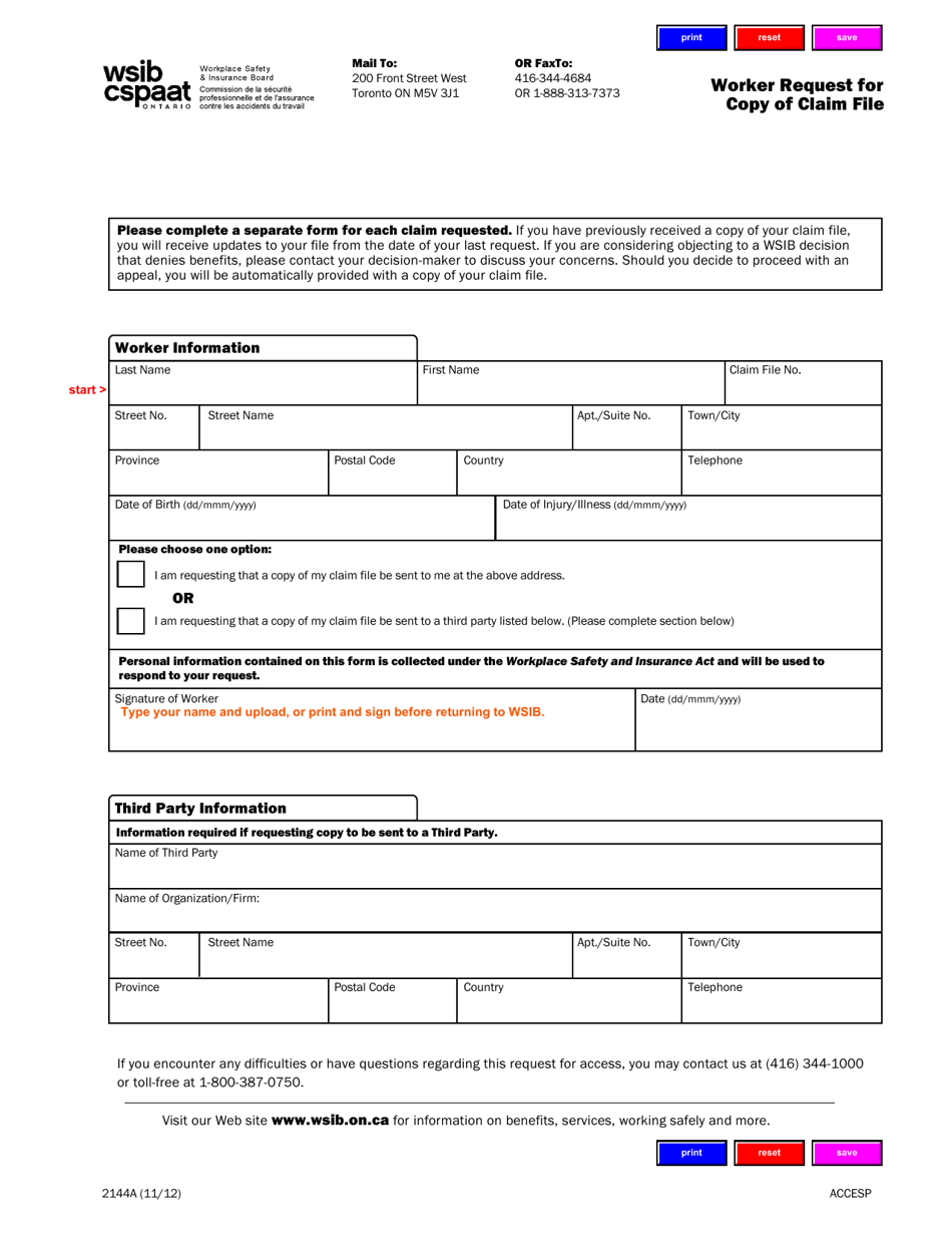 Form 2144A - Fill Out, Sign Online and Download Fillable PDF, Ontario ...