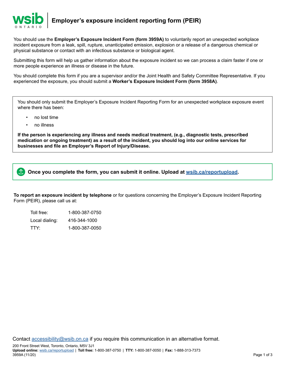 Form 3959A - Fill Out, Sign Online and Download Fillable PDF, Ontario ...