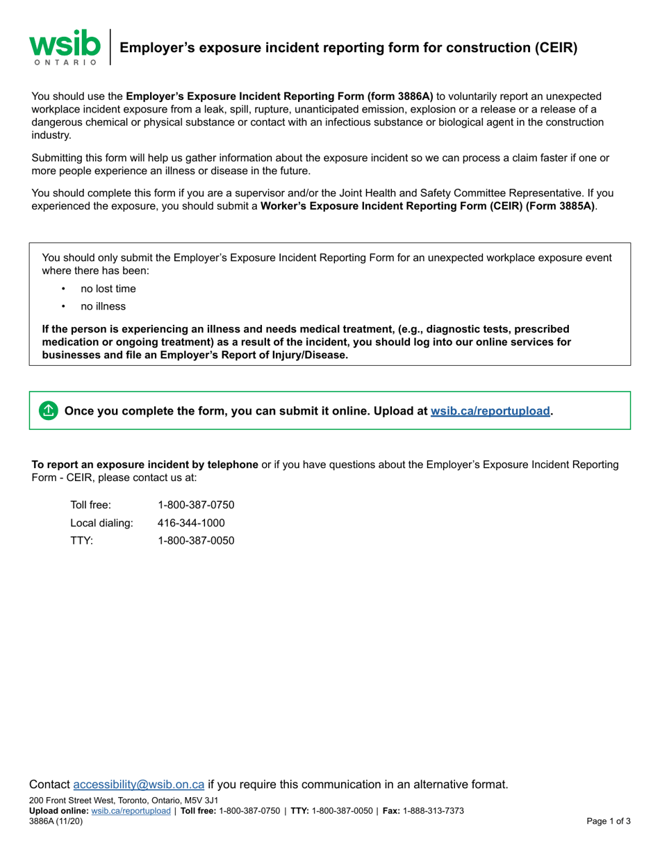 Form 3886A - Fill Out, Sign Online and Download Fillable PDF, Ontario ...