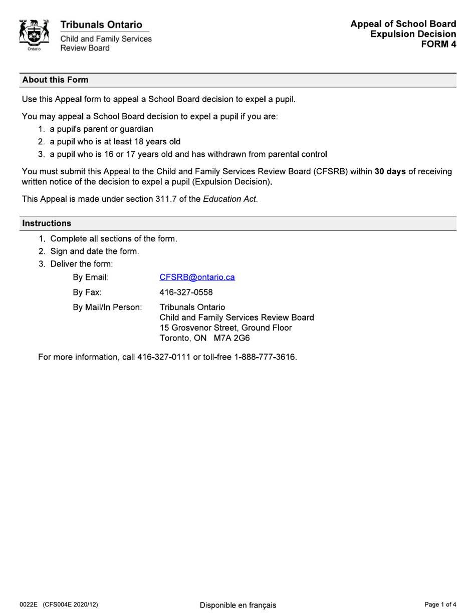 Form 4 (CFS004E) - Fill Out, Sign Online and Download Fillable PDF ...