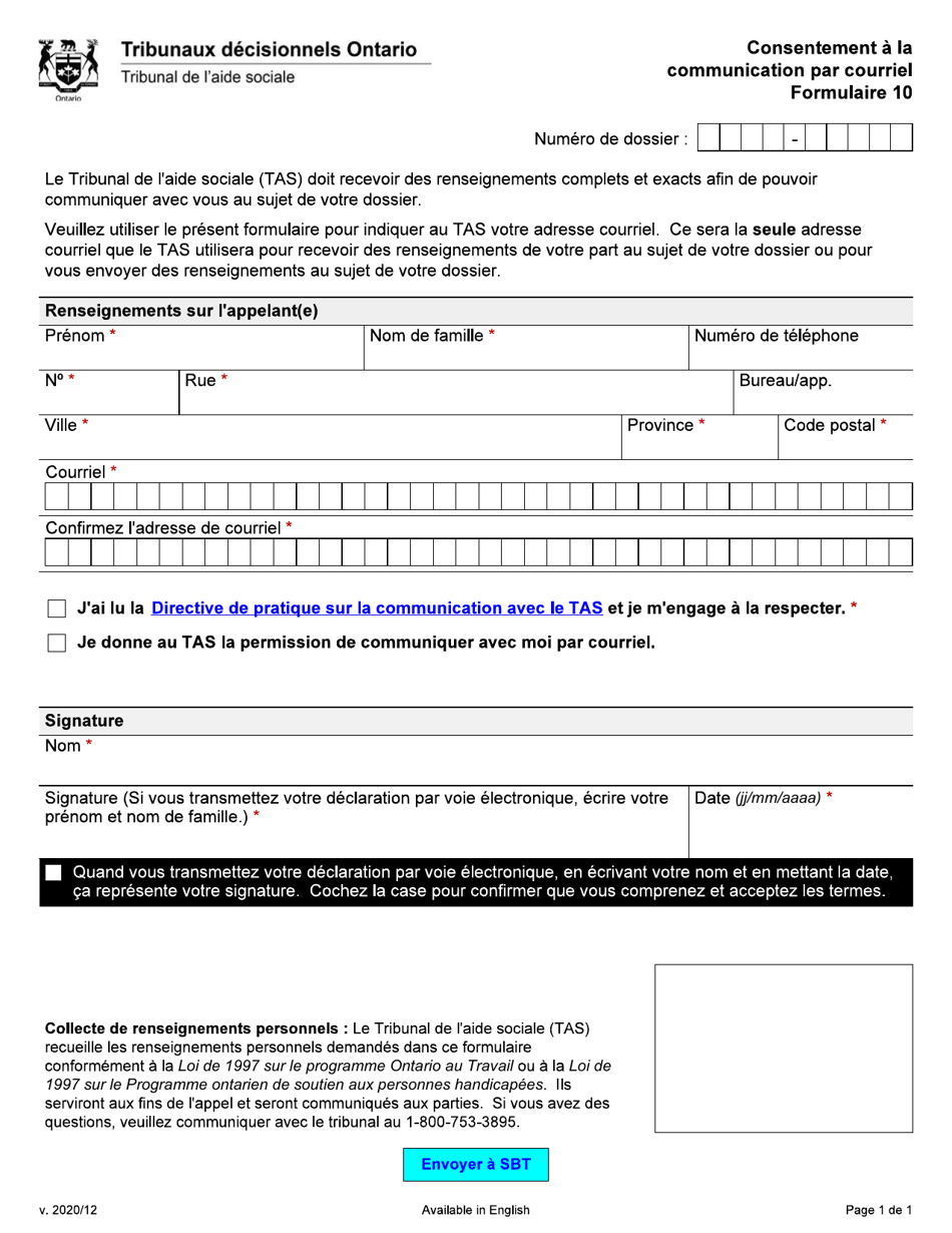 Forme 10 - Fill Out, Sign Online and Download Fillable PDF, Ontario ...