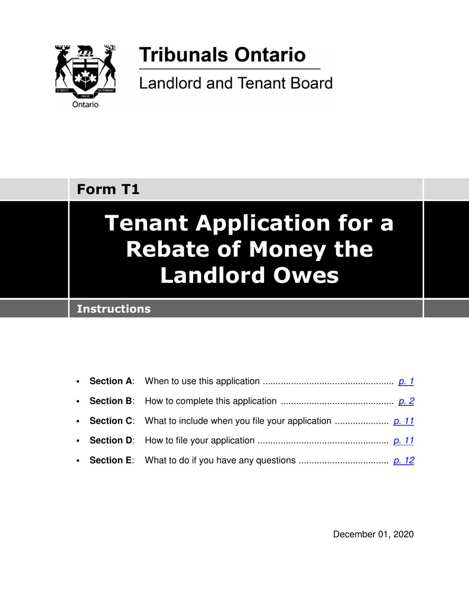 Download Instructions for Form T1 Tenant Application for a Rebate of ...