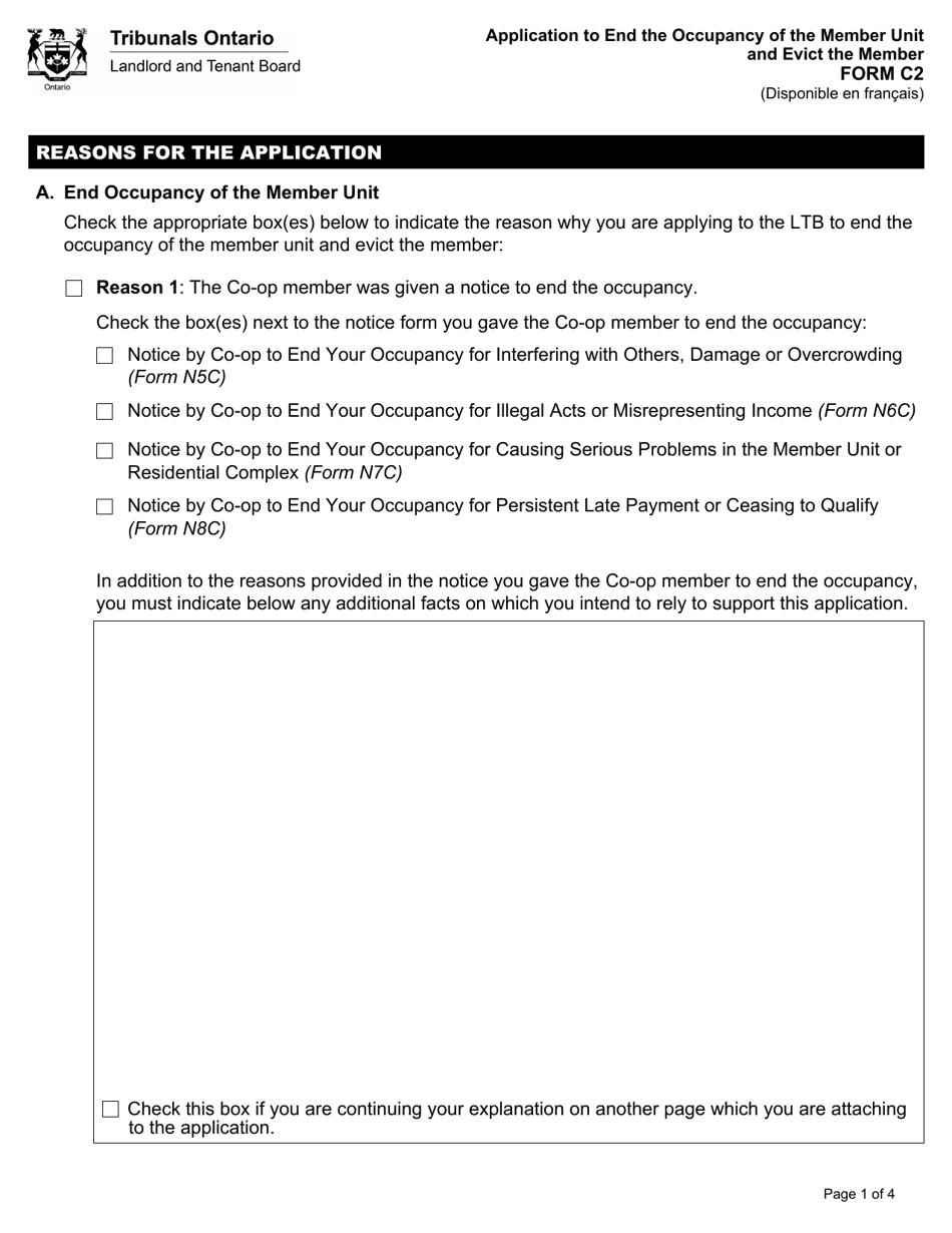 Form C2 - Fill Out, Sign Online and Download Fillable PDF, Ontario ...
