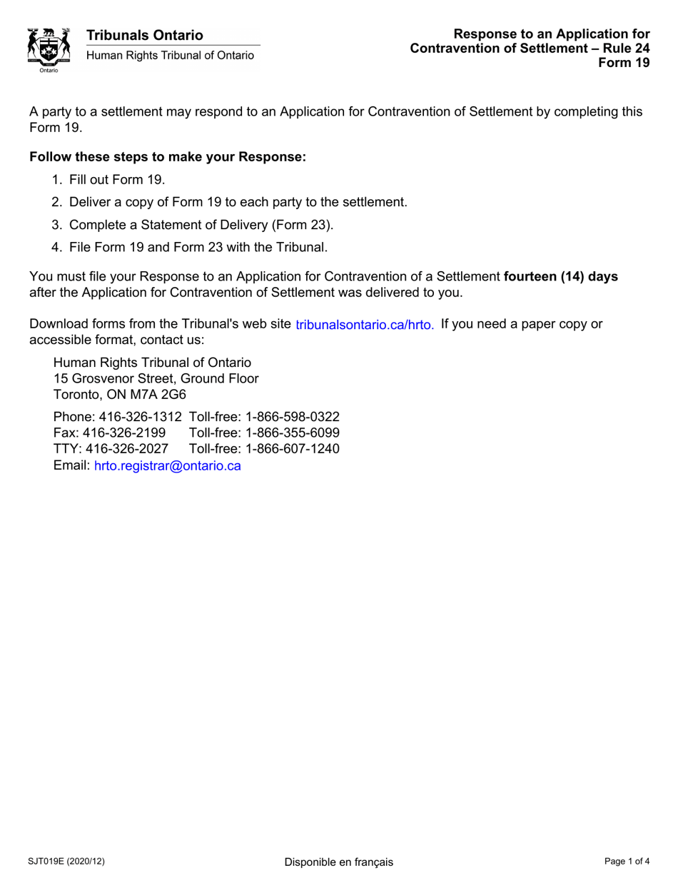 Form 19 - Fill Out, Sign Online and Download Fillable PDF, Ontario Canada | Templateroller