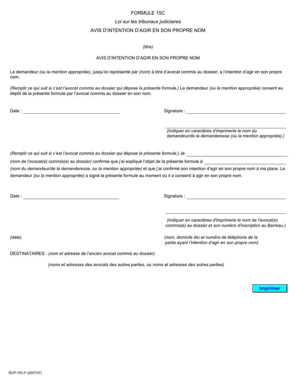 Forme 15C - Fill Out, Sign Online and Download Printable PDF, Ontario ...
