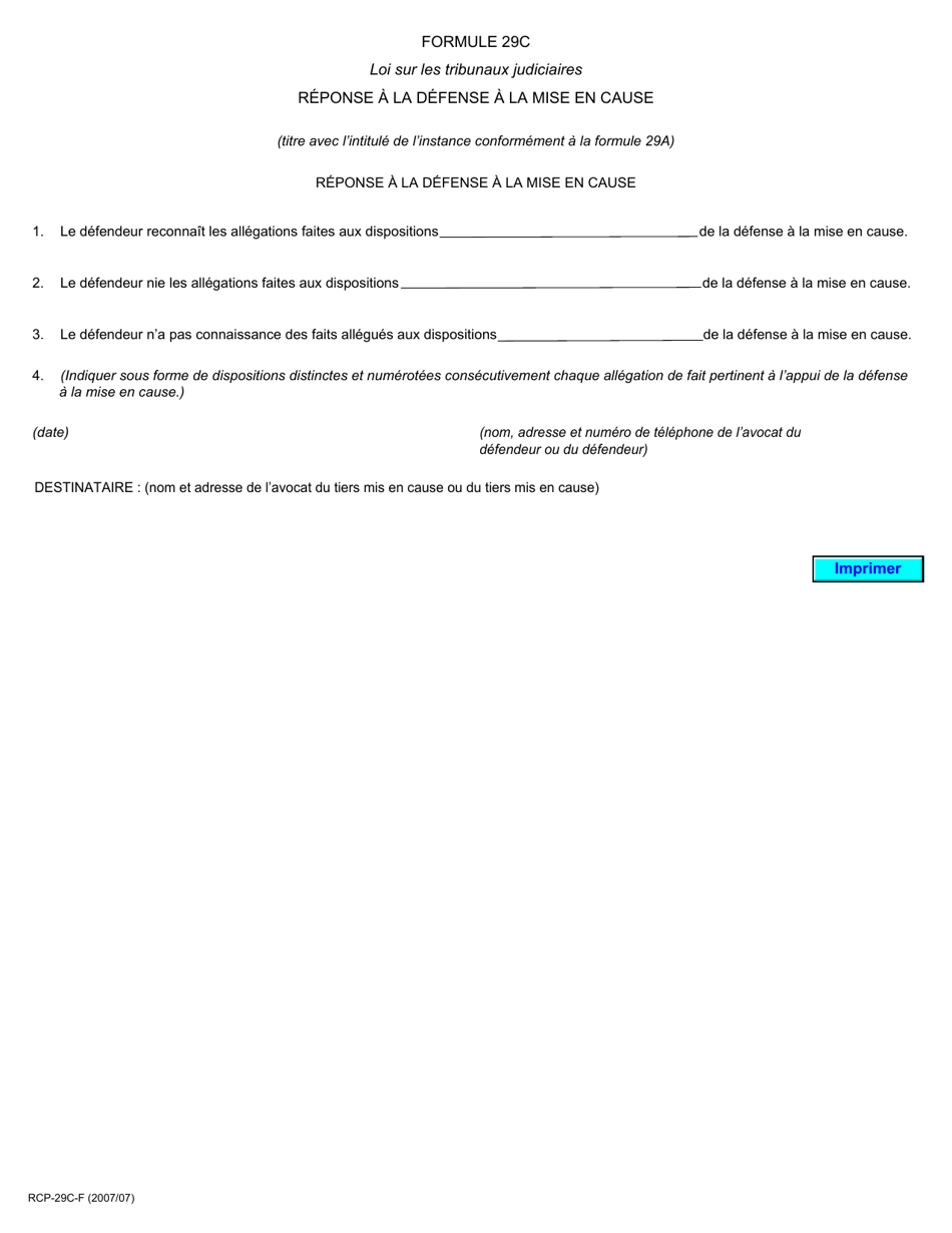 Forme 29C - Fill Out, Sign Online and Download Printable PDF, Ontario ...
