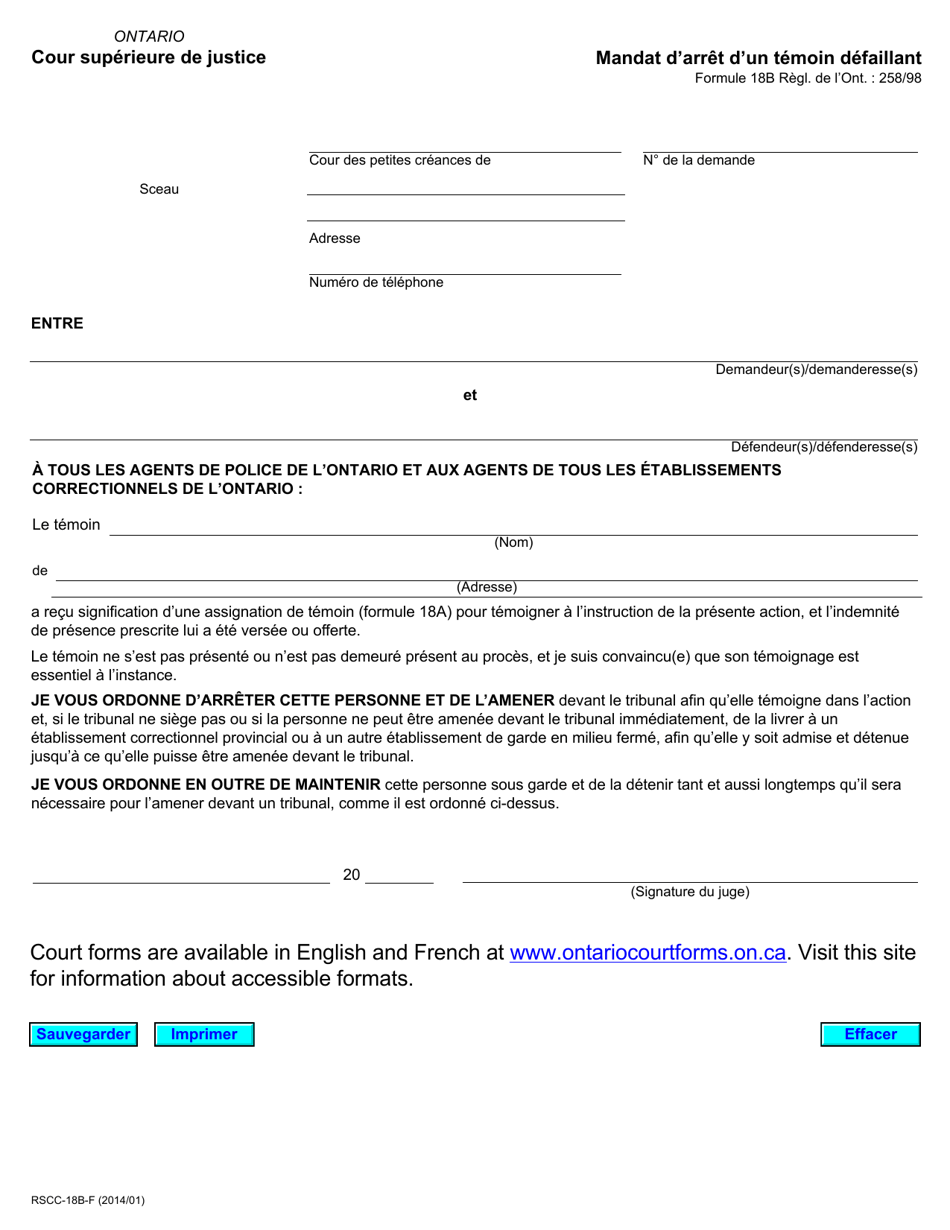 Forme 18B - Fill Out, Sign Online and Download Fillable PDF, Ontario ...