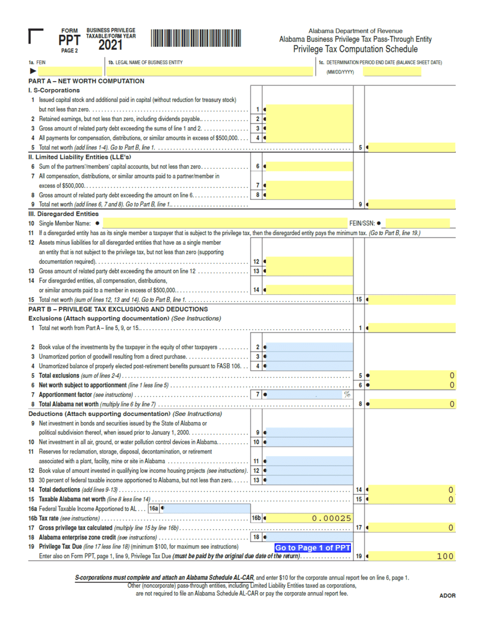Form PPT Download Fillable PDF Or Fill Online Alabama Business