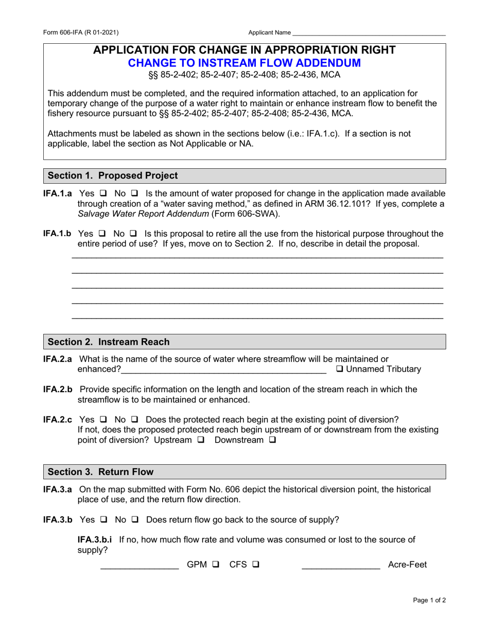 Form 606-IFA Download Fillable PDF or Fill Online Application for ...