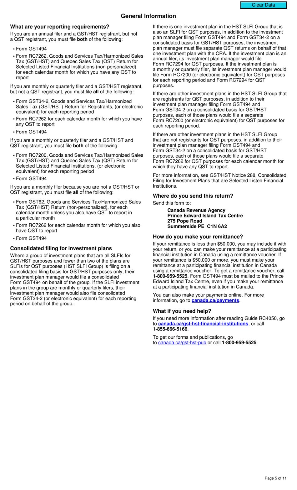 Form GST494 Download Fillable PDF or Fill Online Gst/Hst Final Return ...